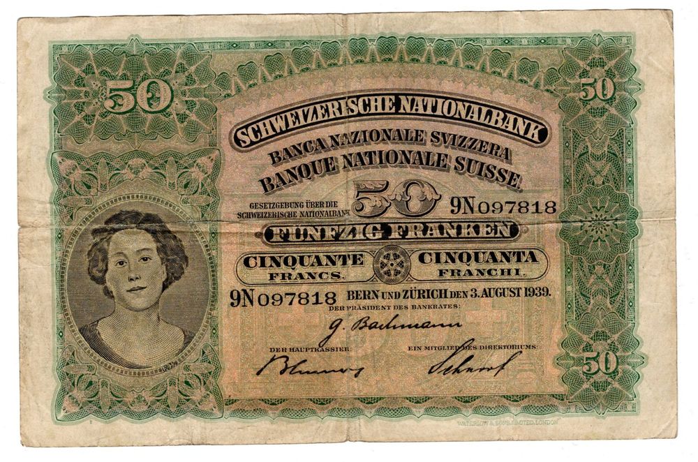 Note 50 CHF Holzfäller 1939 (Gebraucht) in Bure für CHF 69.9 – mit ...