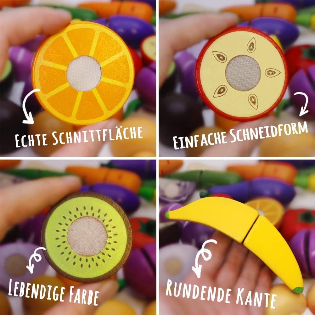Holzspielzeug Obst Kinderküche Spielküche Zubehör mit Klett (Neu ...