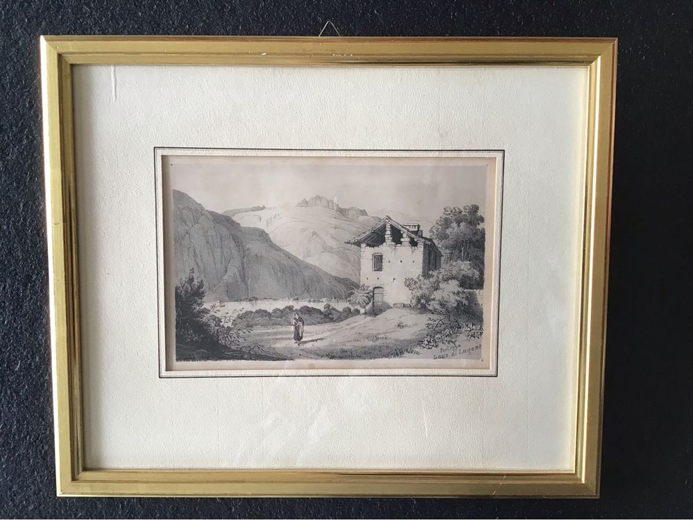Porlezza Lago di Lugano Lithografie 1841 John D. Glennie (Gebraucht) in ...