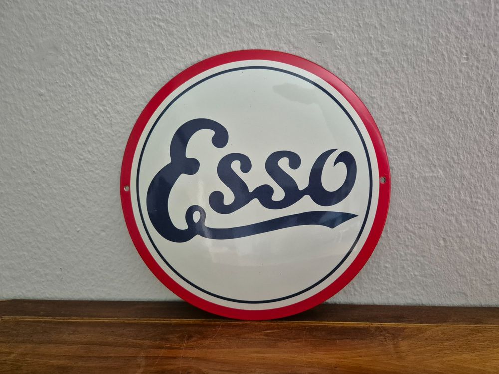 Emaille Schild Esso Tankstelle Logo Motor Oil Reklame Retro (Neu ...