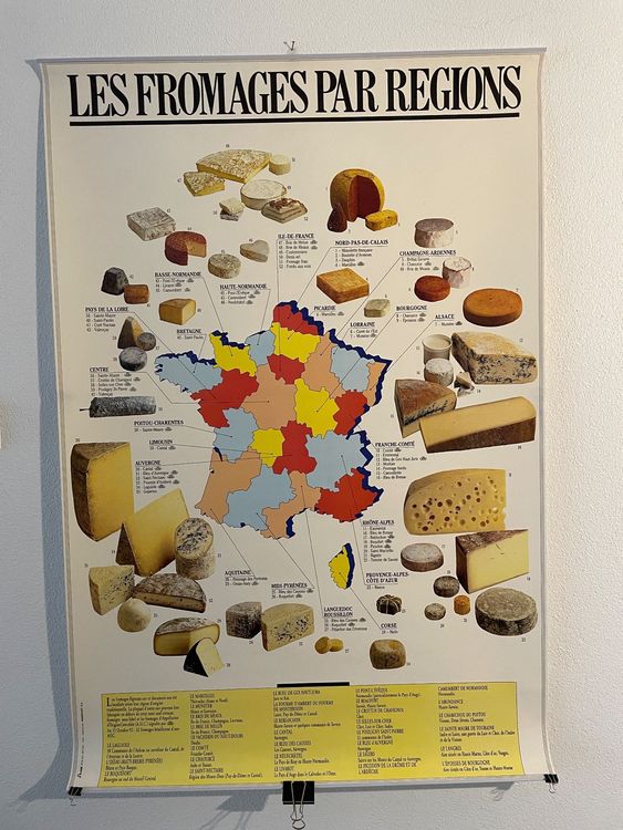 Plakat Die Käsesorten Frankreichs «les fromages par regions» | Kaufen ...