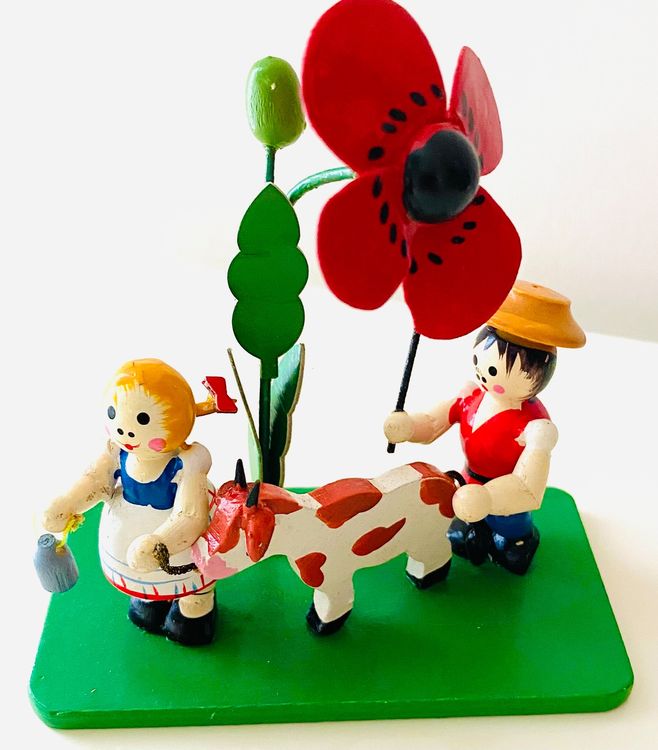 Erzgebirge Otto Mertens alte Figuren Blumenkinder mit Kuh (Gebraucht ...