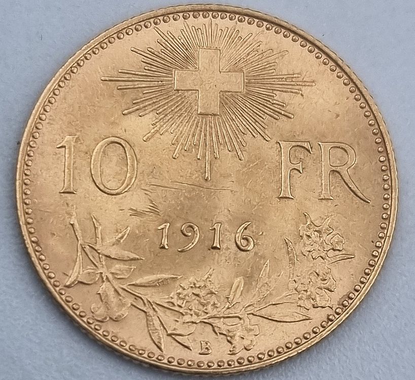 Pièce or Helvetia 10 FR 1916 B Suisse Gold Coin Vreneli RARE | Kaufen auf Ricardo