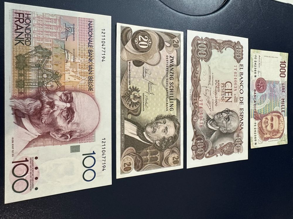 Bankfrisch Banknoten - Belgien, Italien, Österreich, Spanien (Neu ...