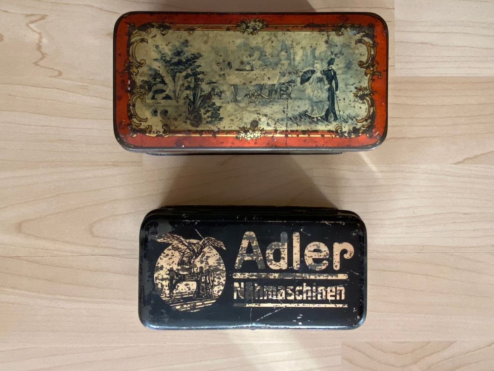 2 antike Blechdosen Adler Nähkästchen ca. 1900 (Gebraucht) in Seuzach für CHF 3 – mit Lieferung ...
