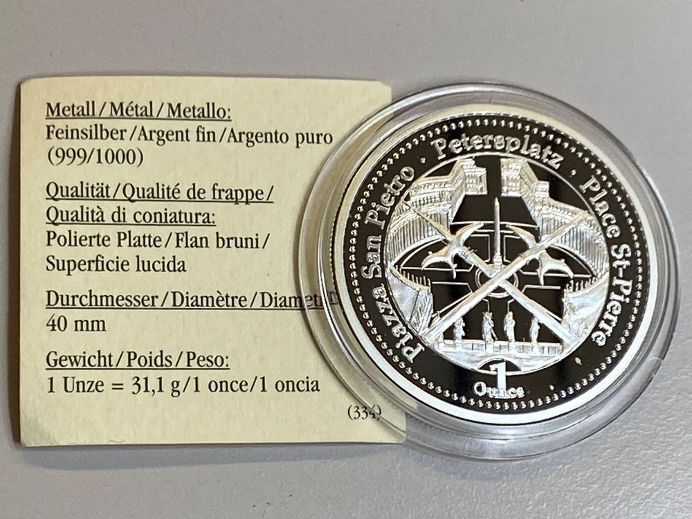 1 Unze Silber Schweizer Garde Petersplatz mit Zertifikat (Neu und originalverpackt) in Herisau ...