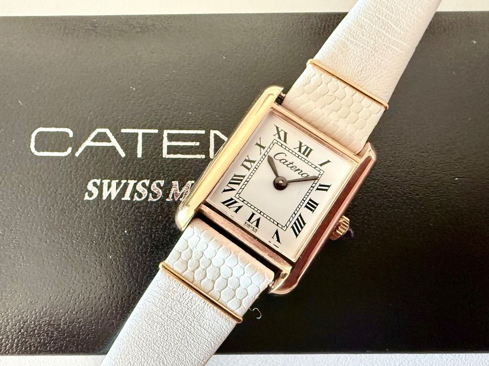 CATENA « Tank » type, SMALL, Steel/Gold, Mechanical, Swiss (Neuf avec ...