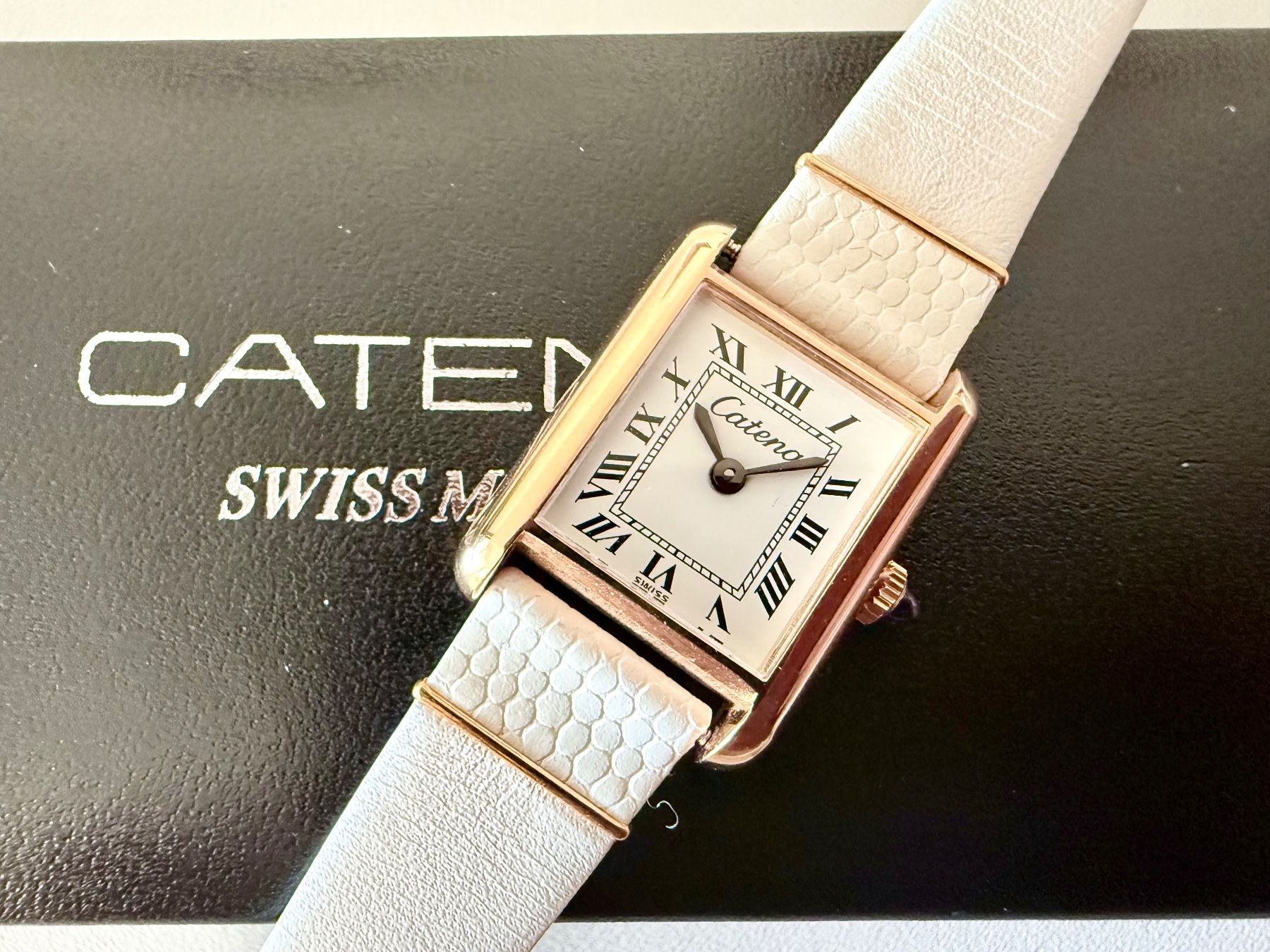 CATENA « Tank » type, SMALL, Steel/Gold, Mechanical, Swiss (Neuf avec ...