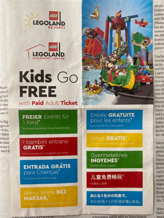 LEGOLAND Eintrittskarte, Lego Land Ticket 50% (Neu und originalverpackt ...