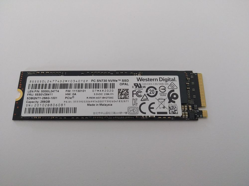 256 GB Western Digital NVMe PCIe M.2 SSD Disk (Gebraucht) in Niederwil ...