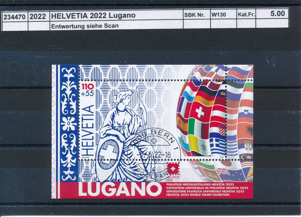 2022 HELVETIA - Lugano, Block (Gebraucht) in Winterthur für CHF 2.5 – mit Lieferung auf Ricardo ...