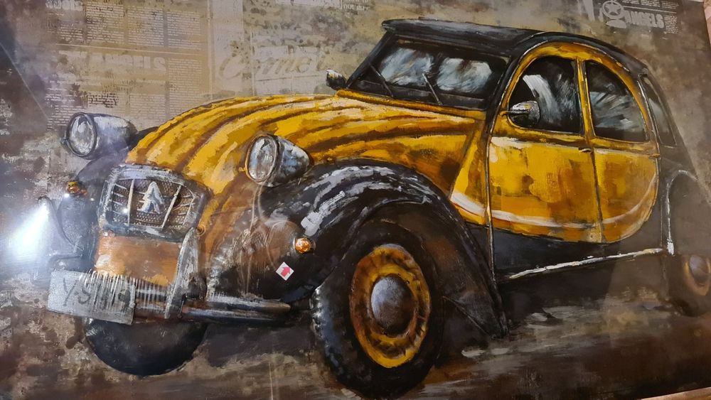 2CV Enseigne Déco Peinture sur métal en Relief 120cm/80cm (Neu und ...