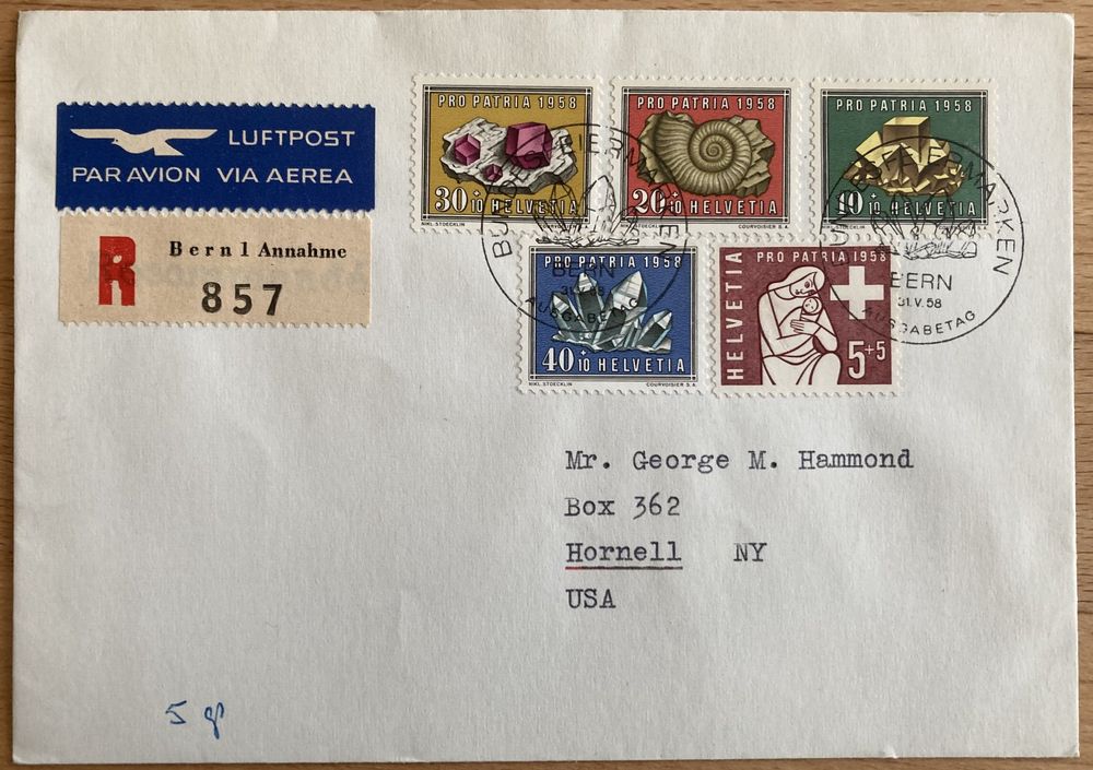 R-FDC Pro Patria 1958 nach USA, SBK 40 Fr. (Gebraucht) in Flawil für CHF 4 – mit Lieferung auf ...