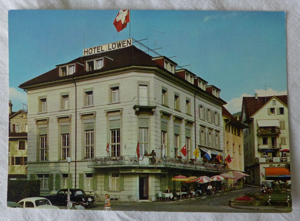 AK ZUG, Hotel LÖWEN am See, Oldtimer, belebt (Gebraucht) in Wallisellen für CHF 5 – mit ...