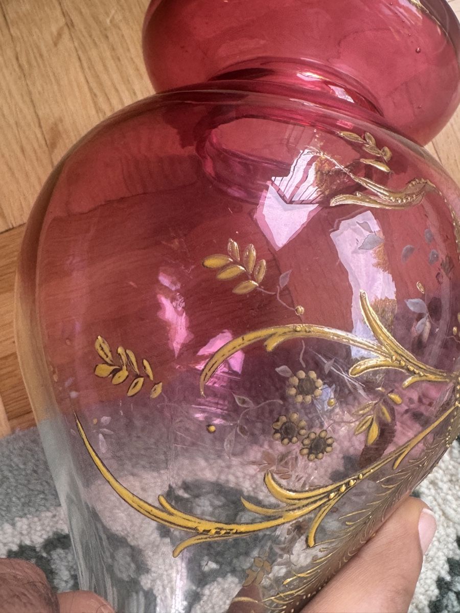 Antique 19thC Bohemian Moser Cranberry Glass Decanter No 4 (Gebraucht ...