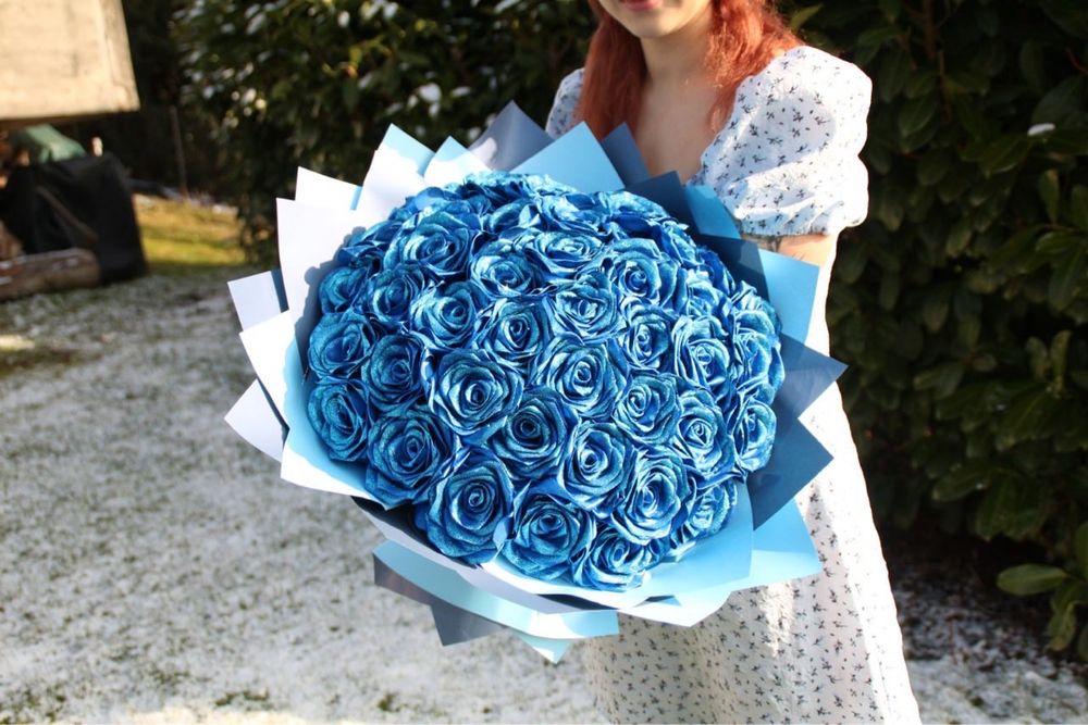 XXL Rosenstrauss Blau 50cm Durchmesser Geschenkidee (Neu (gemäss ...