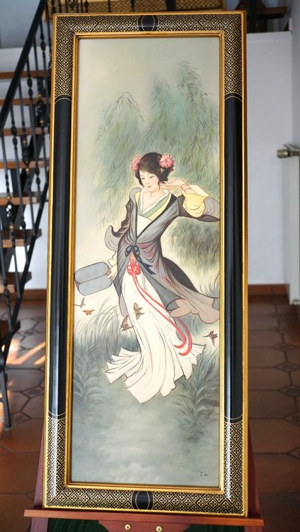GROSSES JAPANISCHES ÖLGEMÄLDE SIGNIERT 101x40cm GRAZIE (Gebraucht) in ...