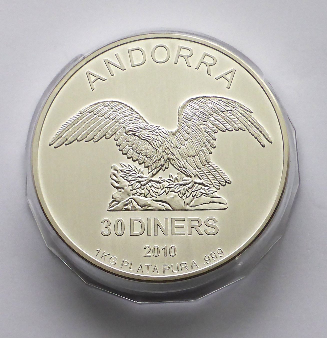 1Kg FINE SILVER 999 - ANDORRA - 30 Dinars 2010 (Neu (gemäss ...