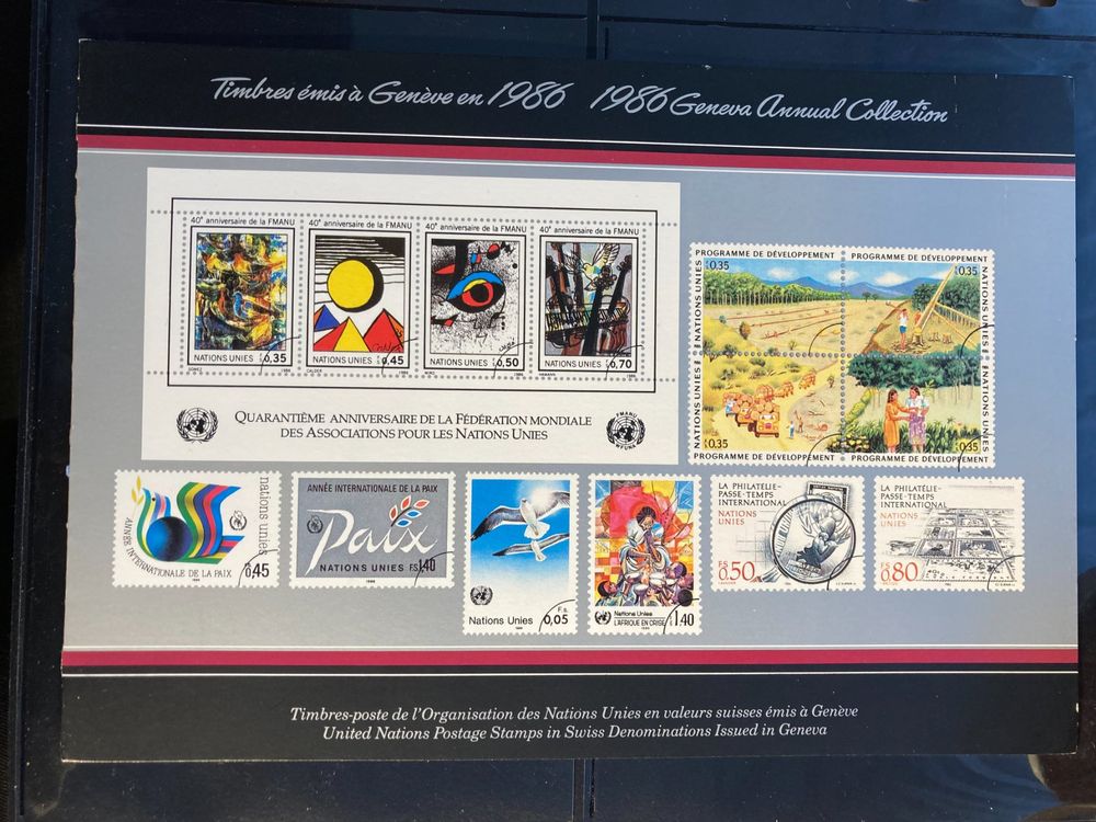 UNO Genf 1986 alle Briefmarken des Jahres Folder gestempelt (Neu (gemäss Beschreibung)) in ...