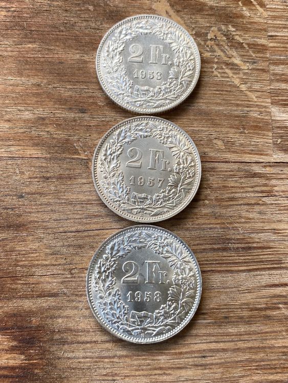 3x unz. Top 2 Franken 1953 / 1957 / 1958 ab 1.- | Kaufen auf Ricardo