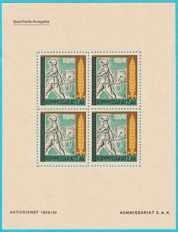 KOMMISSARIAT 2. AK, AKTIVDIENST 1939/40, Format 108x140mm (Neu (gemäss Beschreibung)) in Aarburg ...