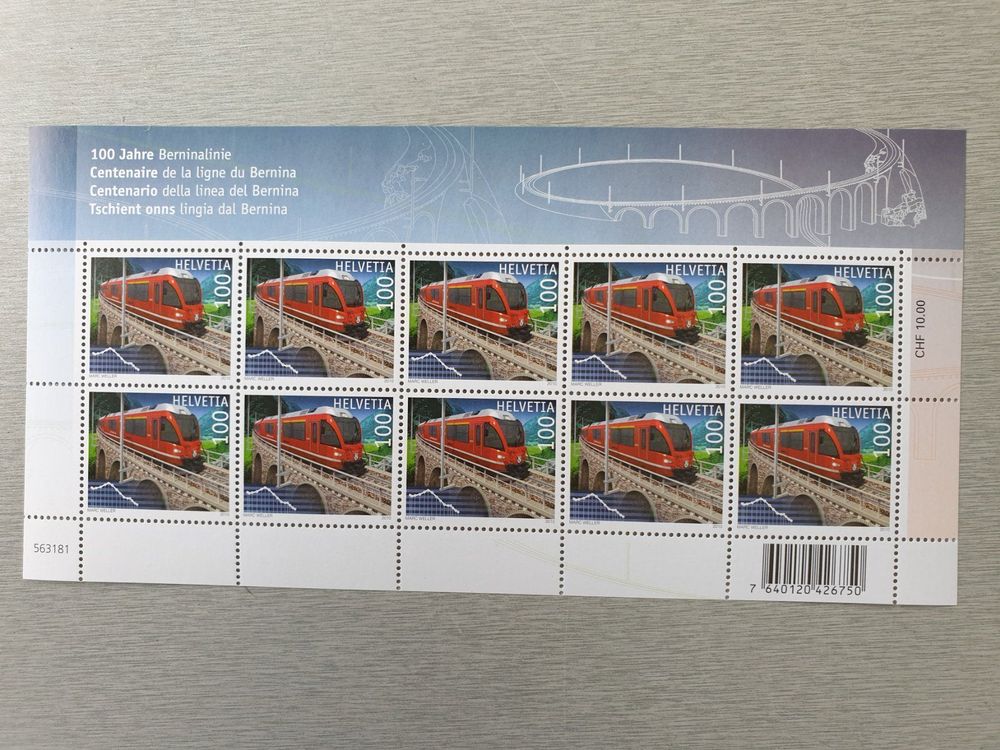 Berninalinie 100 Jahre Briefmarkenbogen Top postfrisch (Neu (gemäss Beschreibung)) in Frauenfeld ...