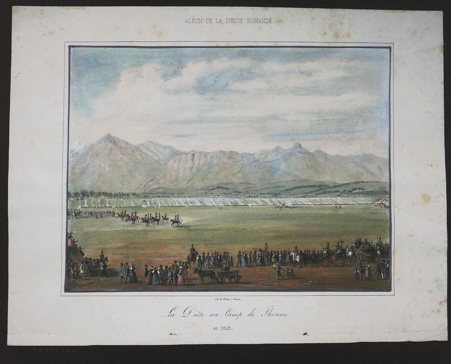 Thun Militär Lithographie von Gruaz 1842 altkoloriert | Kaufen auf Ricardo