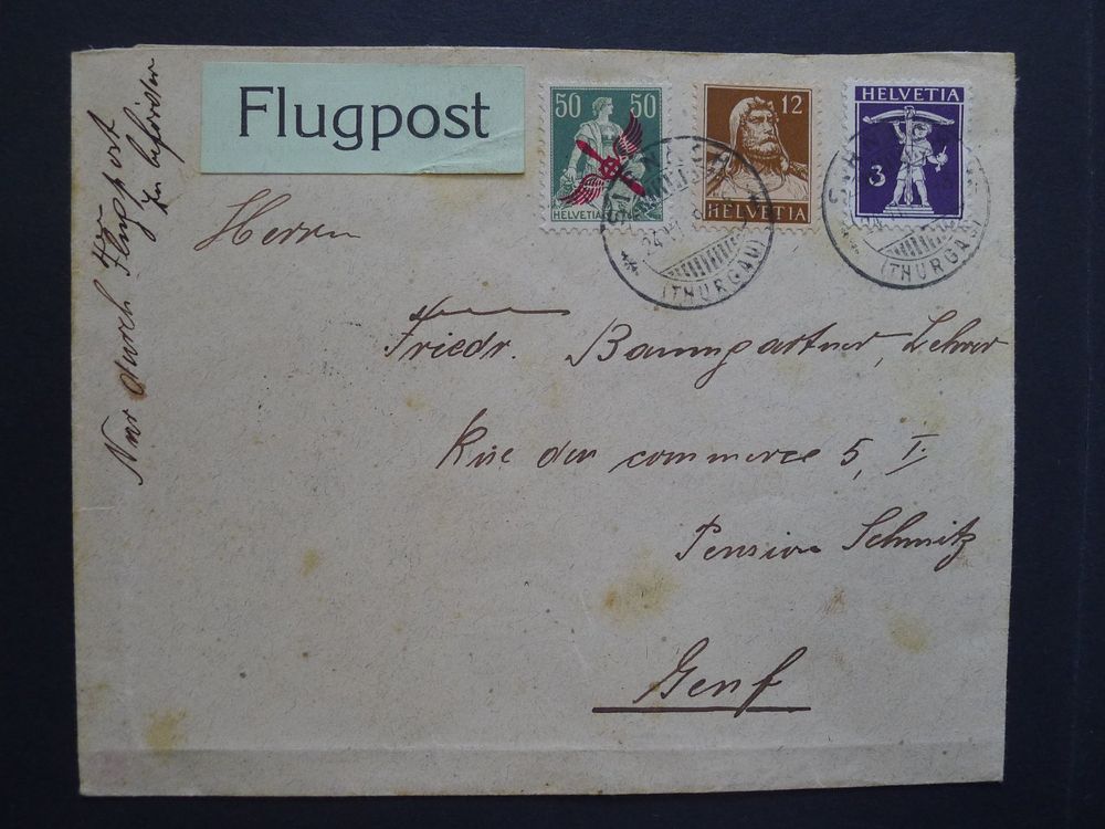 1919 Flugpost Brief mit Nr. F2 von SIRNACH (Gebraucht) in Dagmersellen für CHF 30 – mit ...