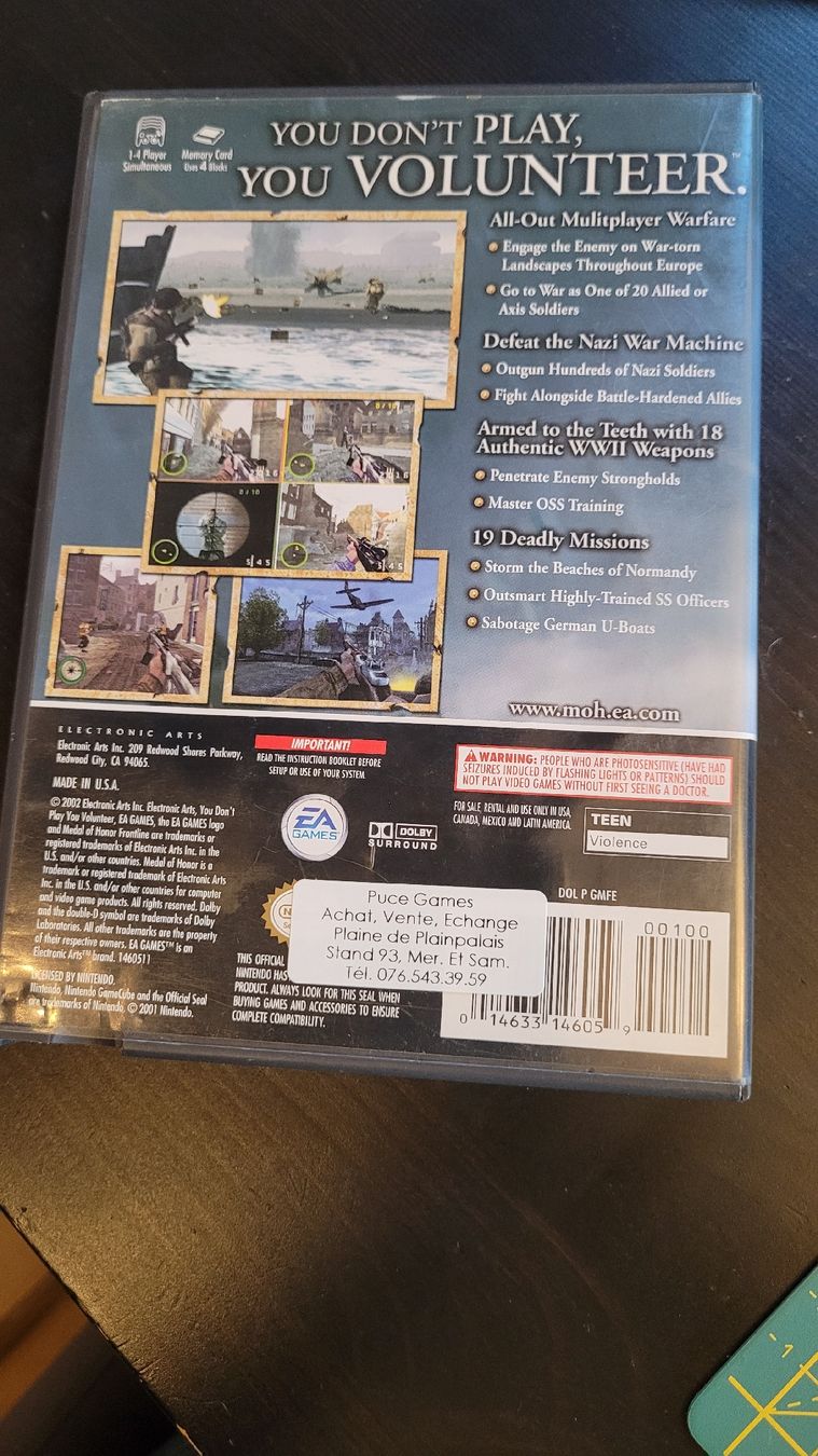 Medal of Honor Frontline Nintendo GameCube - Version USA (D'occasion) à ...