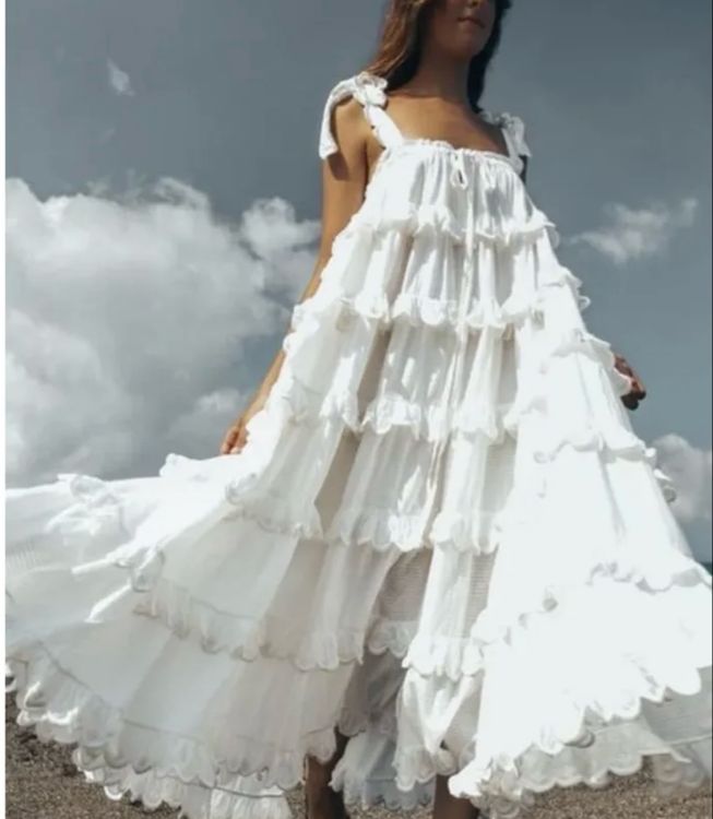 Innika Choo Scallop Frill Dress White