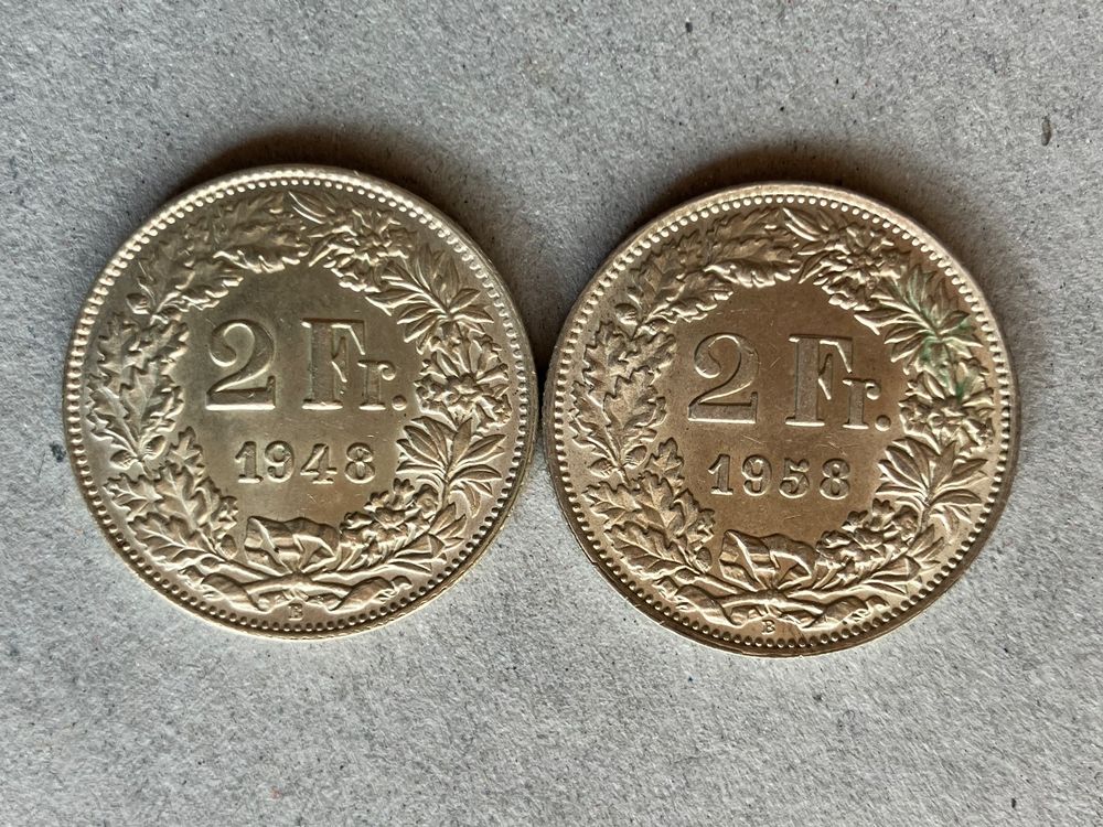 2 Franken 1948, 1958 (Gebraucht) in untervaz für CHF 15 – mit Lieferung auf Ricardo kaufen