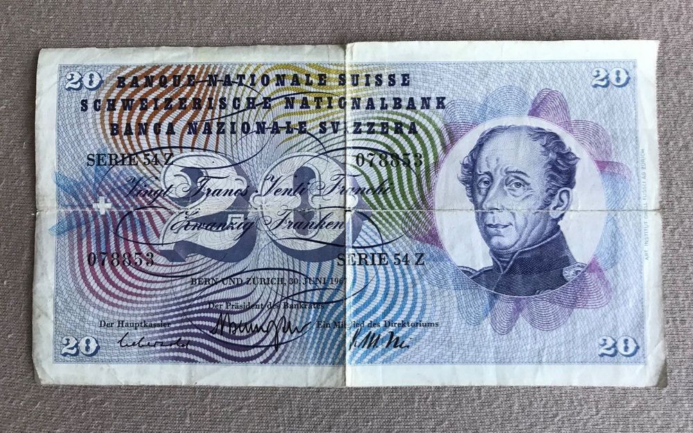 Alte 20er Note 1967 gebraucht, gefaltet | Kaufen auf Ricardo