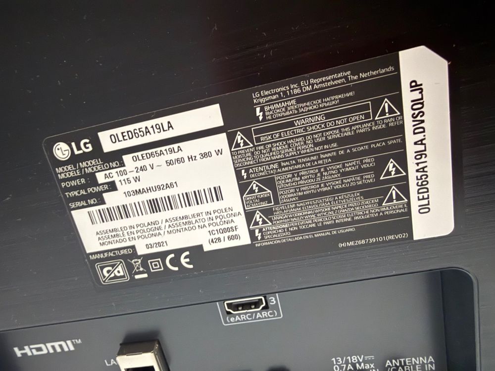 LG OLED65A19LA 65" 4K OLED TV Energieeffizient & Top Bild (Gebraucht ...