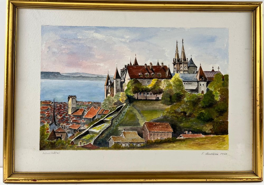 Nauchatel Ansicht Aquarell Signiert. (Gebraucht) in Neuhausen am Rheinfall für CHF 15 – mit ...