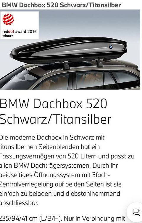 Dachbox 520L Original BMW (Gebraucht) in Niederbipp für CHF 850 – nur ...