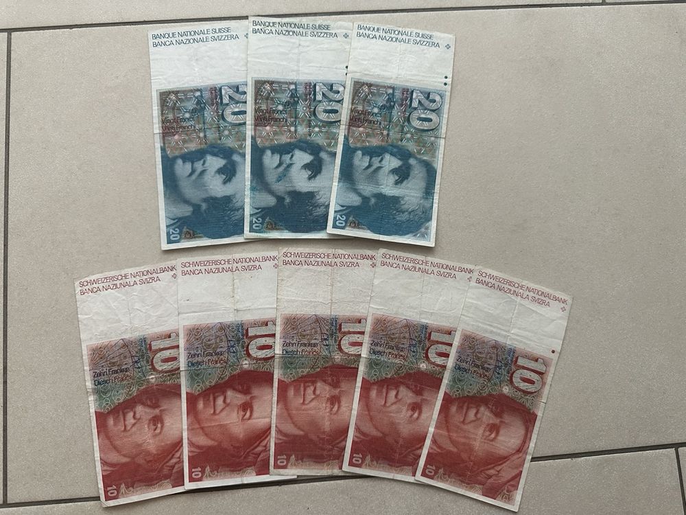 Banknoten Schweiz 10 & 20 er Noten aus 80 & 90 er Jahr (Gebraucht) in ...