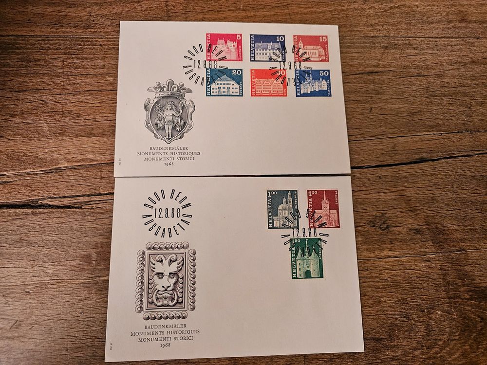 CH 12.9.68 MONUMENTI STORICI 2 FDC (Gebraucht) in Monte Carasso für CHF ...