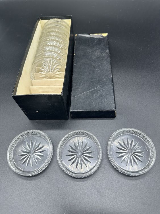 Set of 12 Vintage Crystal Coasters - Original Box (Gebraucht) in ...