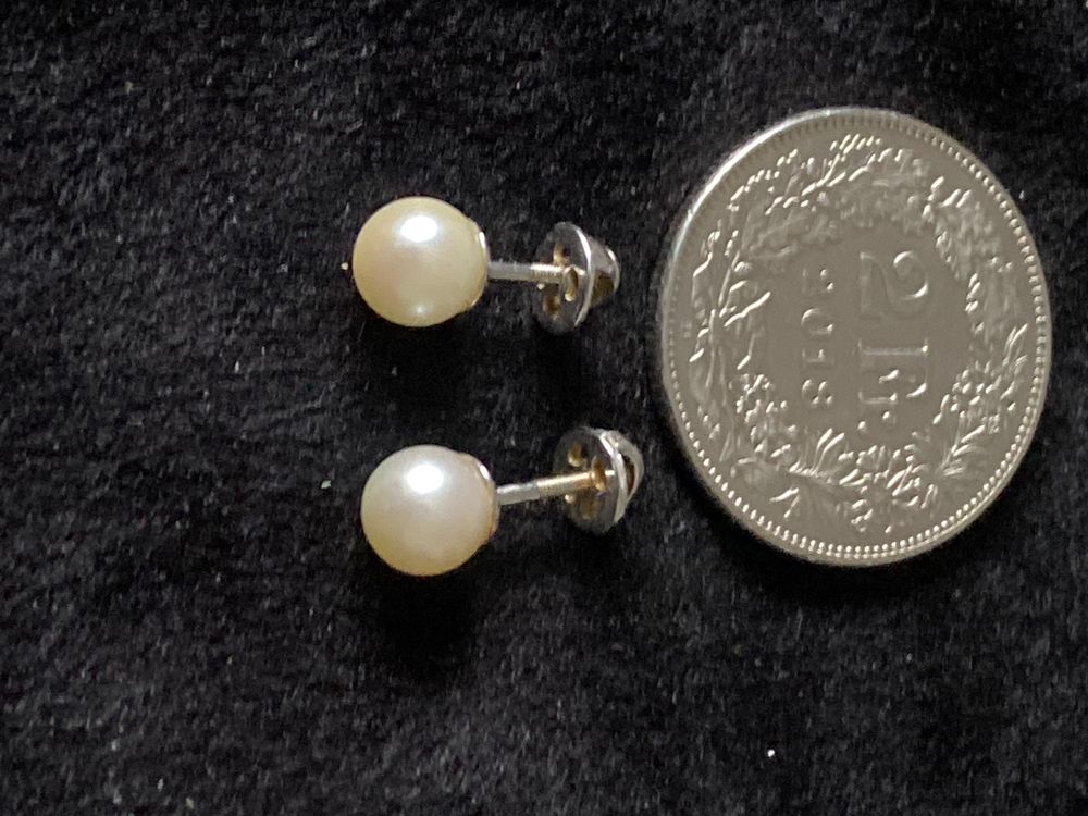 Weiß Gold 750 Ohrstecker 18k mit echte Perlen | Kaufen auf Ricardo