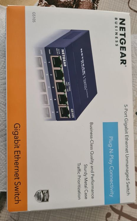 NETGEAR GS105GE 5-PORT GIGABIT SWITCH - Desktop-Switch Blau (Neu ...