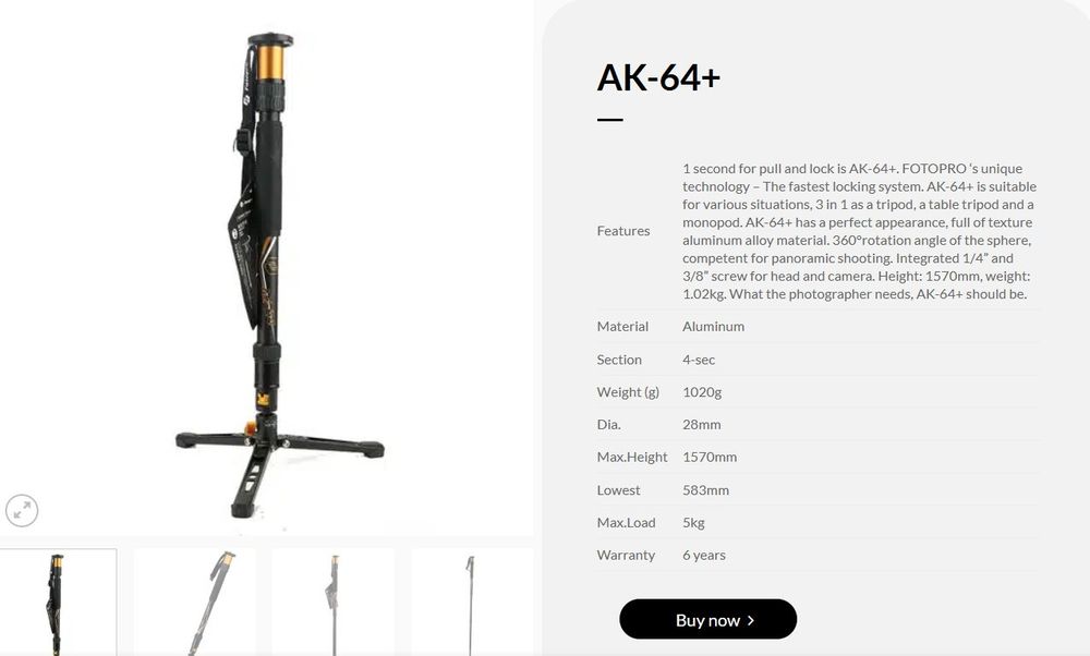 Fotopro Ak-64 iSpeedy Quick Extend Monopod (Gebraucht) in Geneve für ...