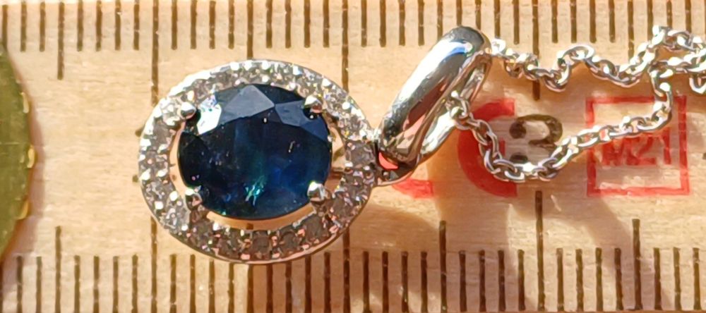 Weißgoldkette 18 kt mit natürlichem Saphir (2,00 ct) (Neu (gemäss ...