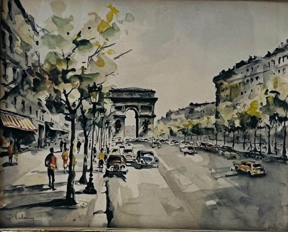 1950er Paris Szene Aquarell Von G. LeLong (Gebraucht) in Root für CHF ...