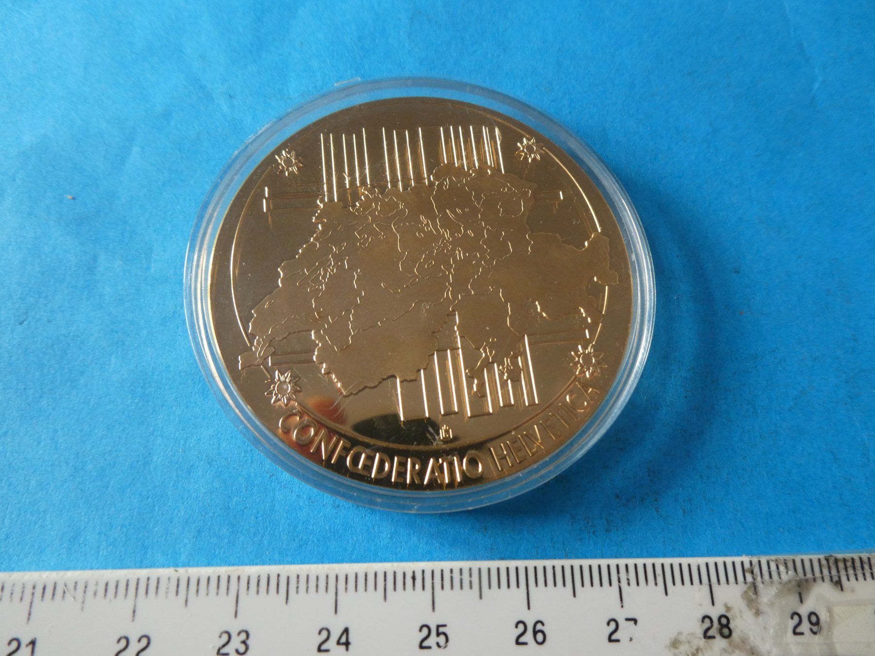 versilberte Medaille PP 50 mm, 500 Frankennote 1977 (Neu (gemäss ...