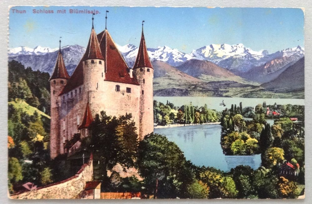 Thun, Schloss mit Blümlisalp (Defekt) in Fétigny für CHF 1 – mit Lieferung auf Ricardo kaufen