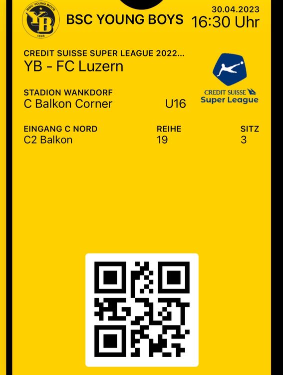 YB - Luzern - Tickets (2 Erw. + 1 Kind) | Kaufen auf Ricardo