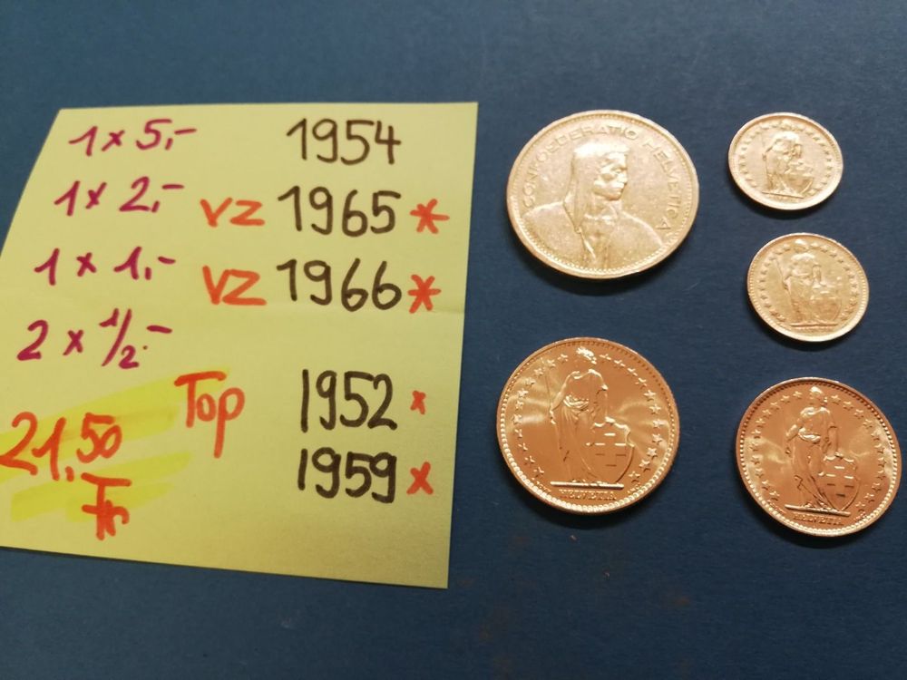 Schweizer Silbermünzen 5Fr/2Fr/1Fr/50Rp (Gebraucht) in Engi für CHF 18.5 – mit Lieferung auf ...
