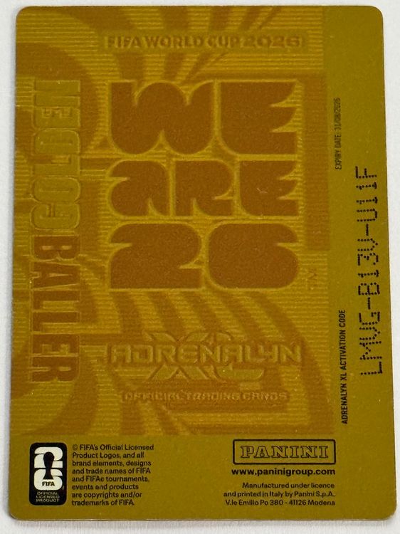 Panini Adrenalyn XL FIFA World Cup 2026 Golden Baller Messi (Neuf (Voir ...