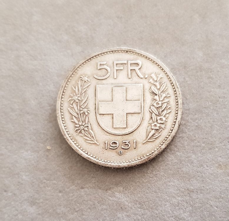 5 Franken Schweiz Jg. 1931 13 Sterne über Kopf (Gebraucht) in Oberbüren für CHF 11 – mit ...