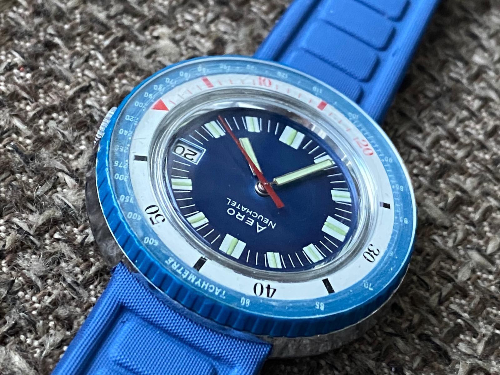 Vintage Herrenuhr Diver-Watch AERO Neuchatel 1960er RAR (Gebraucht) in ...